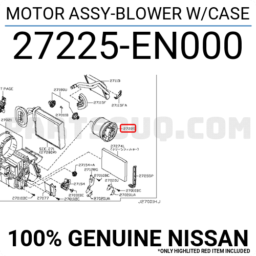 MOTOR ASSY-BLOWER W/CASE 27225ET00A | Nissan Parts | PartSouq